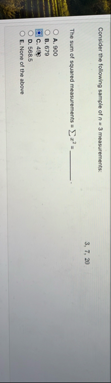 Solved Consider the following sample of n=3 | Chegg.com