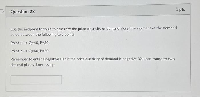 Solved Use the midpoint formula to calculate the price | Chegg.com