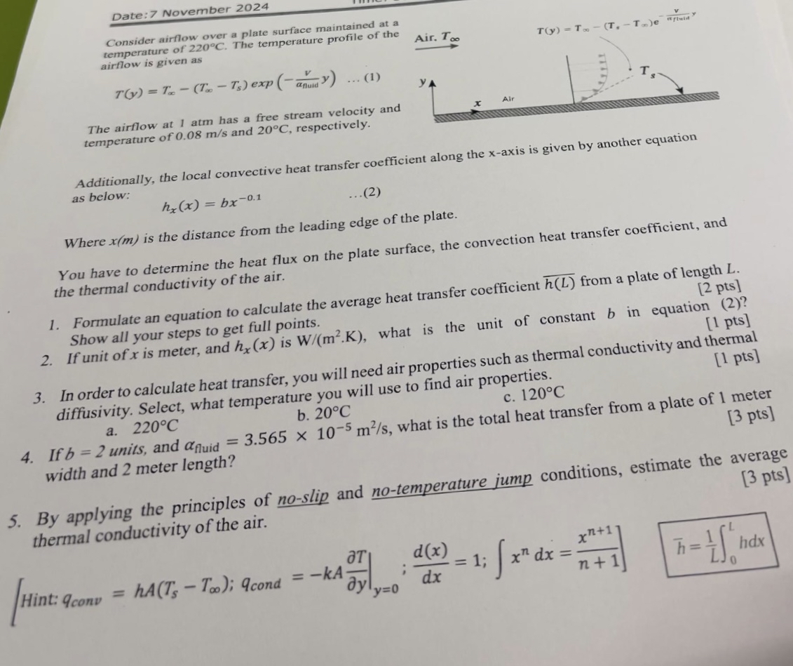 Solved Consider airflow over a plate surface maintained at a | Chegg.com