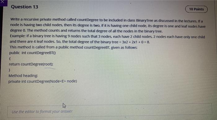 Solved Question 13 10 Points Write a recursive private | Chegg.com