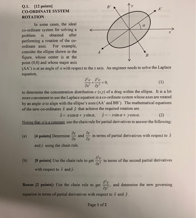 Solved Q.1. [12 points) CO-ORDINATE SYSTEM ROTATION In some | Chegg.com