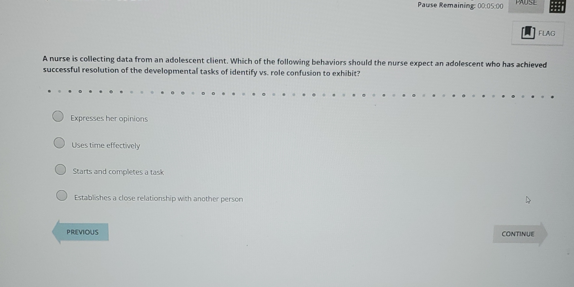 Solved Pause Remaining: 00:05:00PAUSEA nurse is collecting | Chegg.com