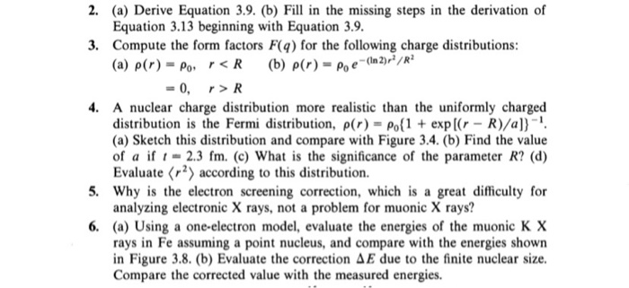 2. (a) Derive Equation 3.9. (b) Fill in the missing | Chegg.com