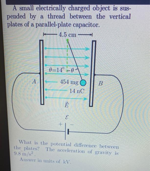 Solved A small electrically charged object is sus- pended by | Chegg.com