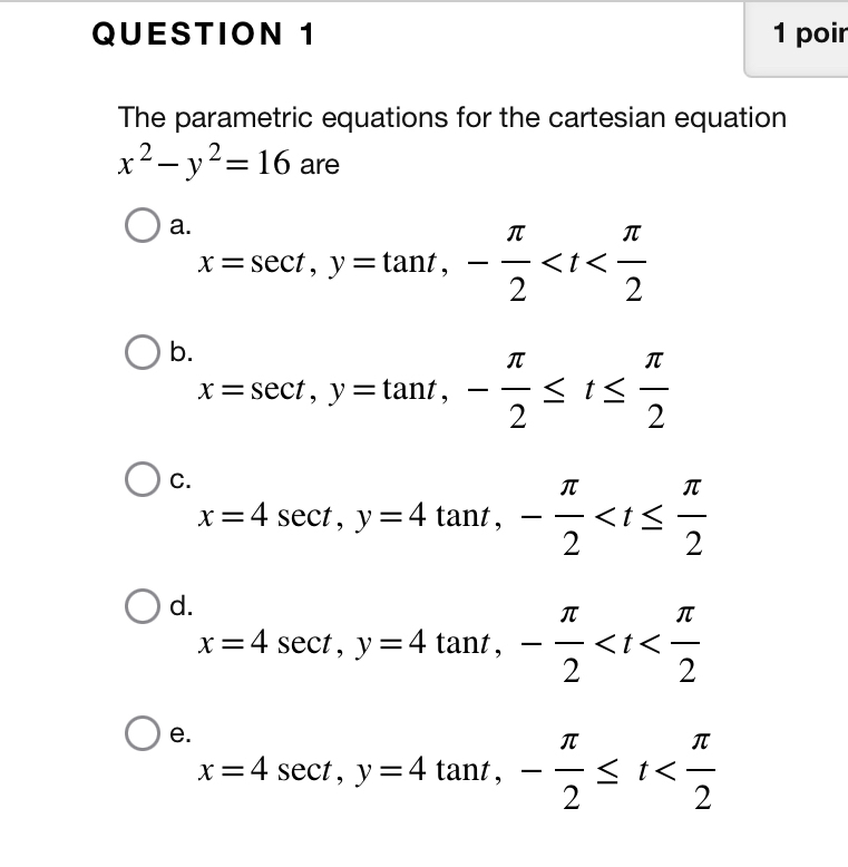 Solved QUESTION 1The parametric equations for the cartesian | Chegg.com