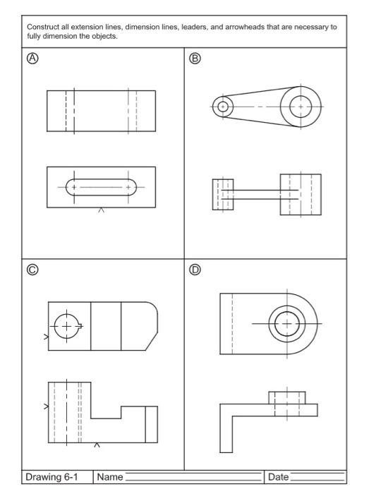 Solved Construct all extension lines, dimension lines, | Chegg.com