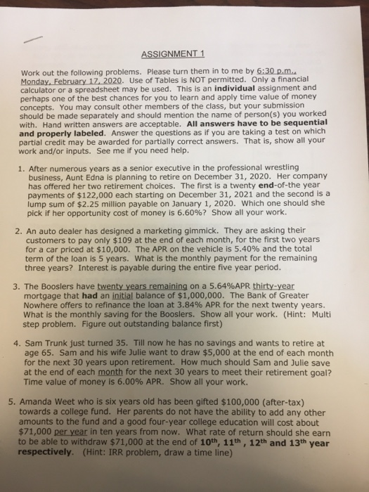 Solved ASSIGNMENT 1 Work out the following problems. Please | Chegg.com