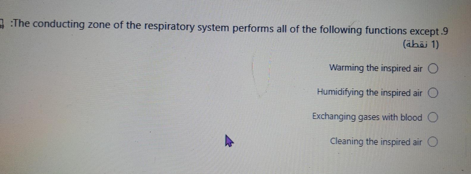 Solved The conducting zone of the respiratory system | Chegg.com