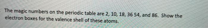 Solved The magic numbers on the periodic table are 2, 10, | Chegg.com