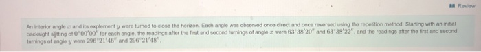 Solved Review An interior angle and its explement y were | Chegg.com