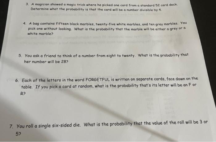 Solved 3. A magician showed a magic trick where he picked | Chegg.com