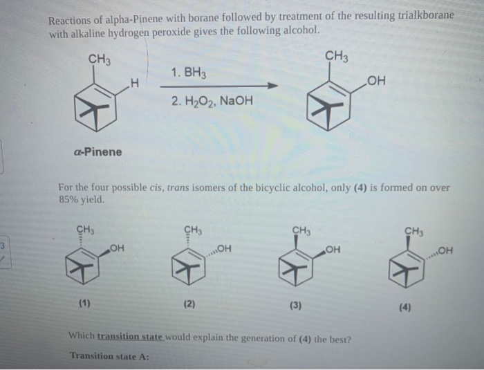 Solved Reactions of alpha-Pinene with borane followed by | Chegg.com