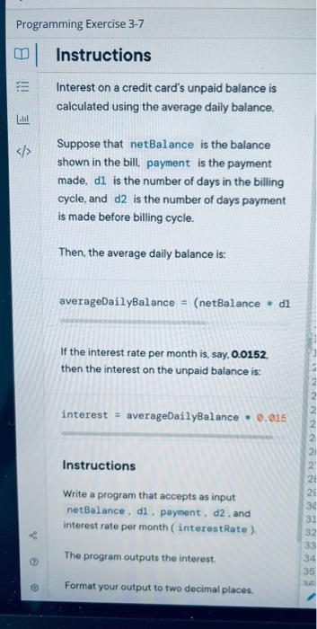 Programming Exercise 3-7 Instructions Interest on a | Chegg.com