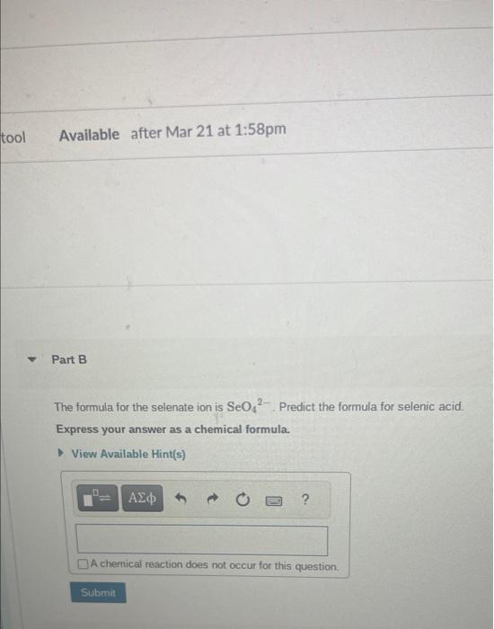 Solved The formula for the selenate ion is SeO42−. Predict | Chegg.com