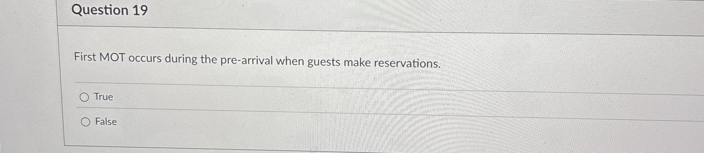 Solved First MOT occurs during the pre-arrival when guests | Chegg.com