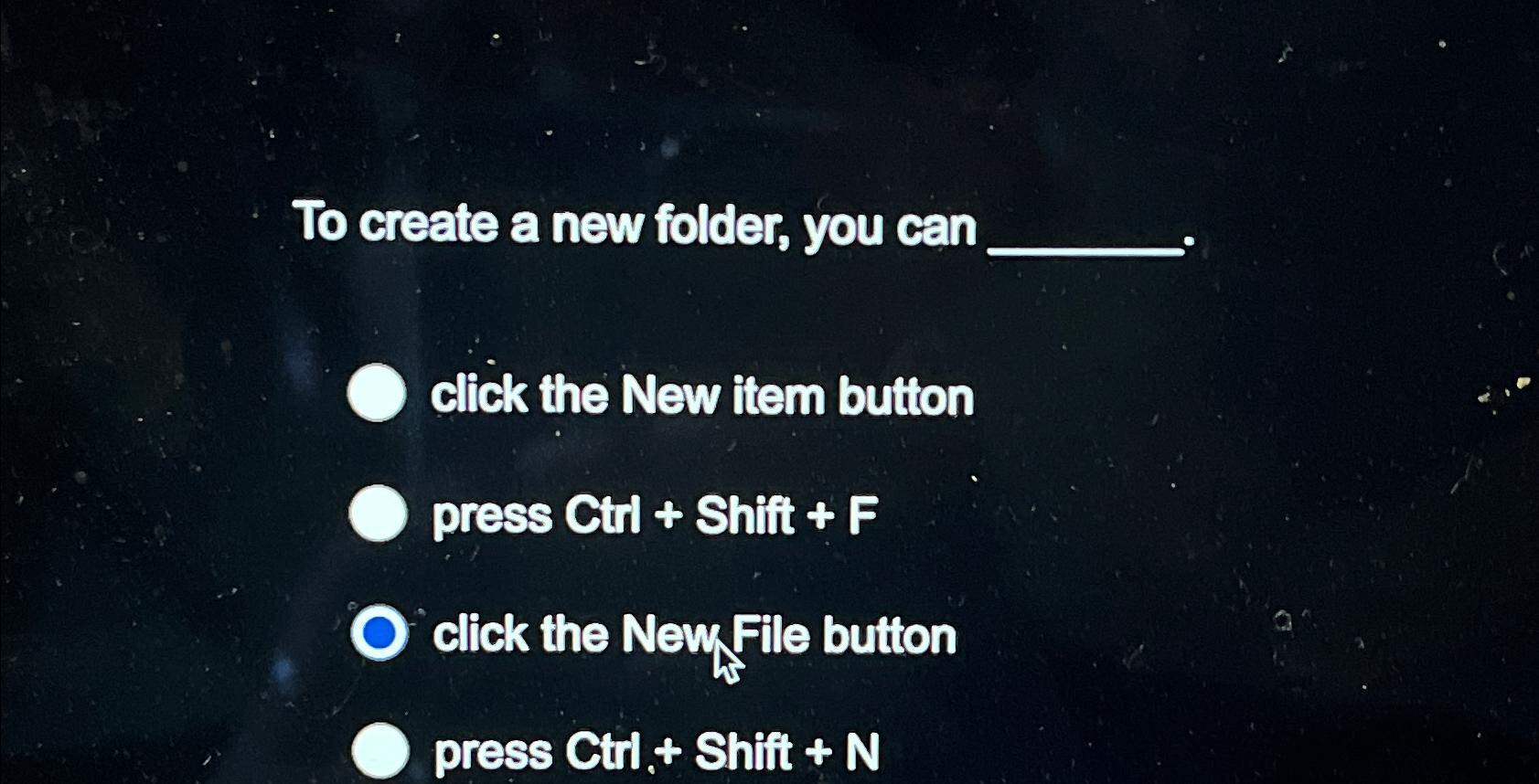 Solved To create a new folder, you canclick the New item | Chegg.com