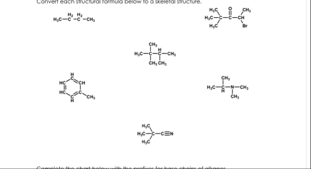 Solved Convert each structural formula below to a skeletal | Chegg.com