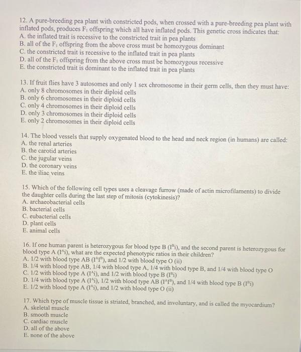 Solved 12. A pure-breeding pea plant with constricted pods, | Chegg.com