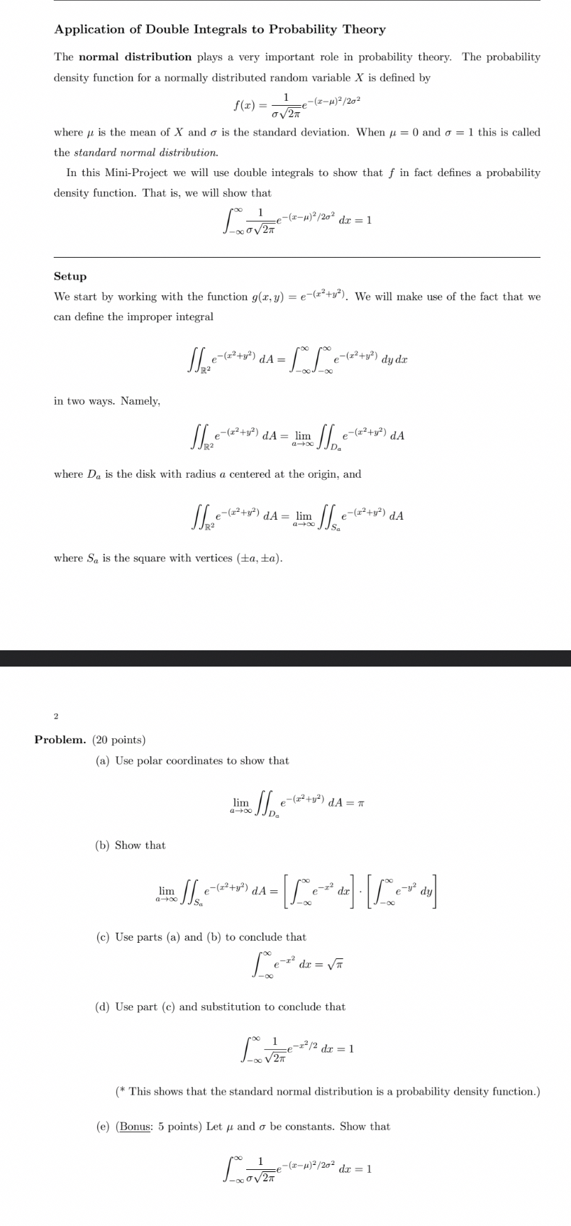 Solved Application of Double Integrals to Probability | Chegg.com