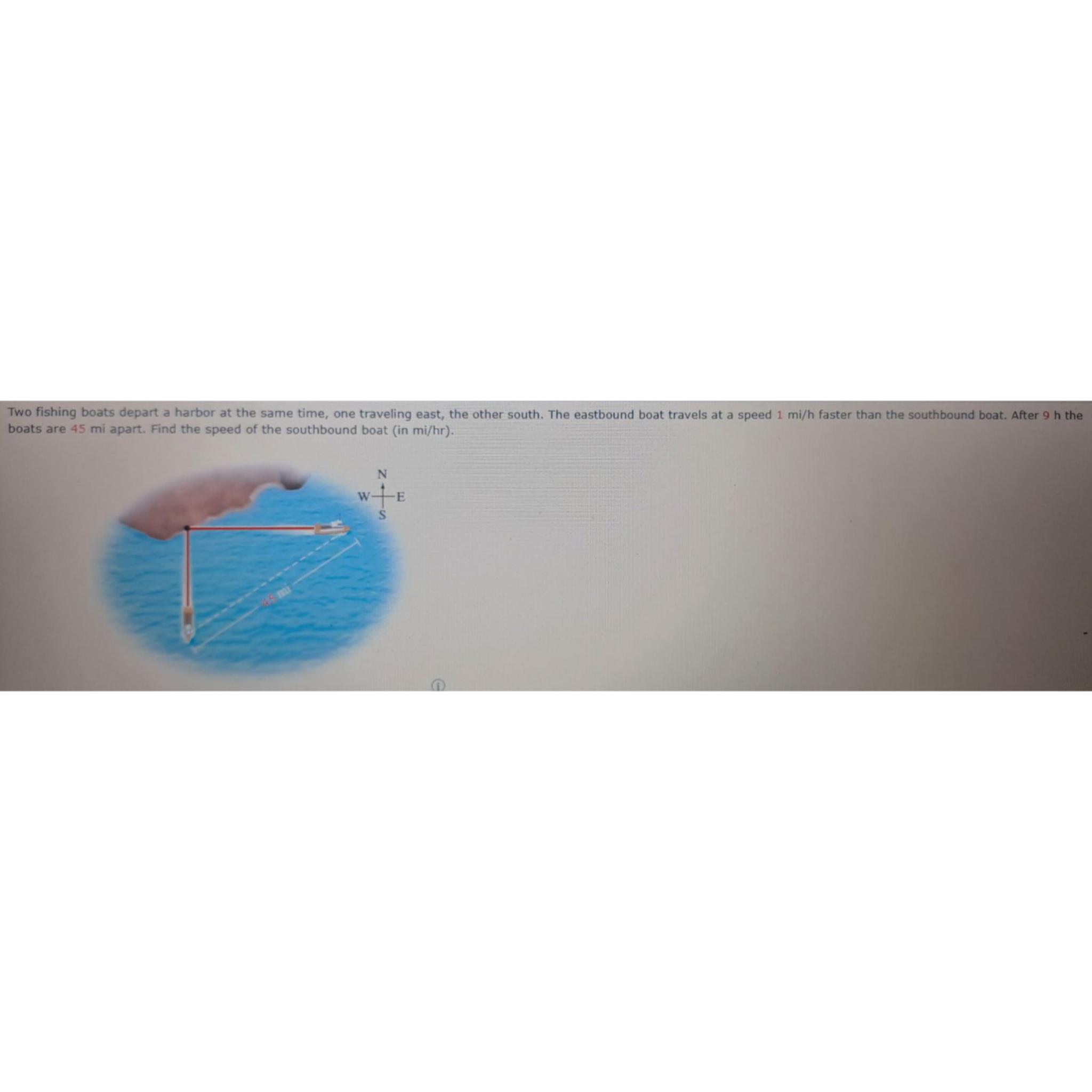 Solved Two fishing boats depart a harbor at the same time, | Chegg.com