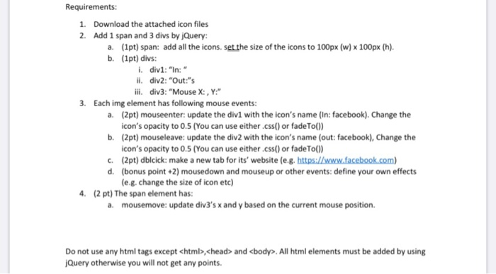 Requirements: 1. Download the attached icon files 2. | Chegg.com