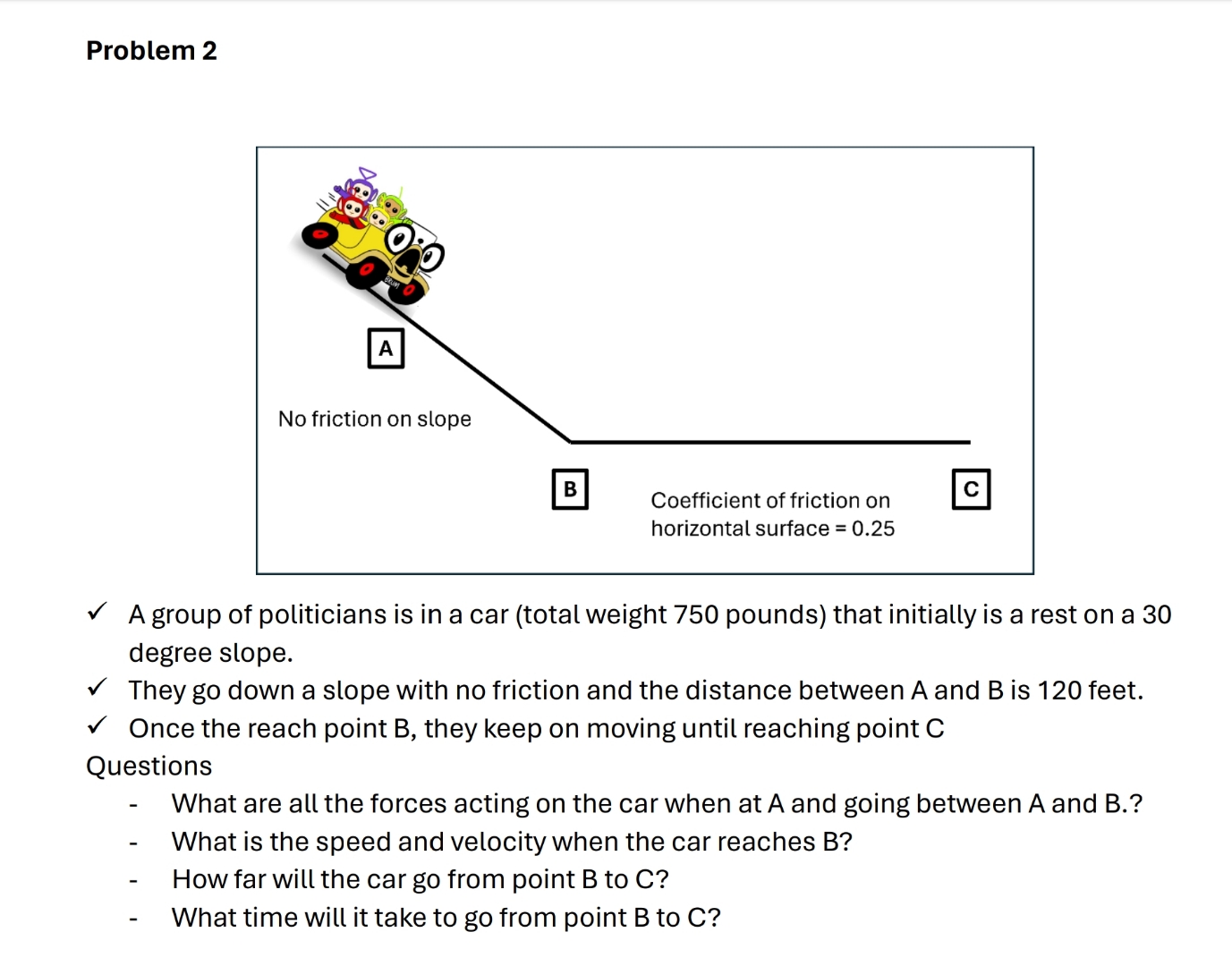Solved Problem 2 ﻿A group of politicians is in a car (total | Chegg.com