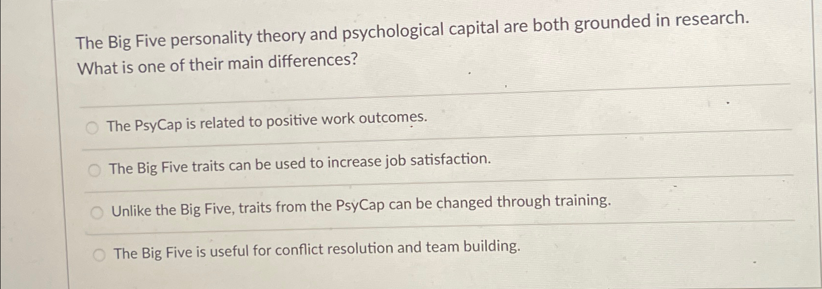 Solved The Big Five personality theory and psychological | Chegg.com