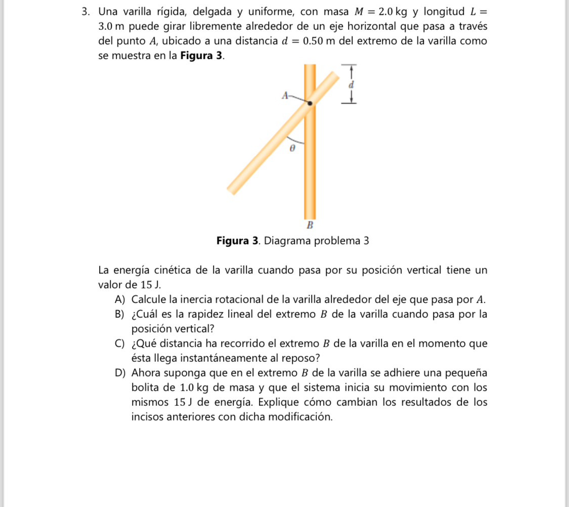 Solved Una varilla rígida, ﻿delgada y uniforme, con masa | Chegg.com