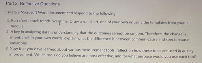Solved Part 2: Reflective Questions Create a Microsoft Word | Chegg.com
