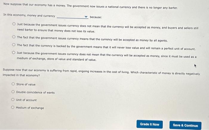 Solved 1. Functions of money and barter Consider an economy | Chegg.com