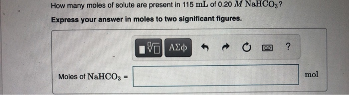 Solved How many moles of solute are present in 115 mL of | Chegg.com