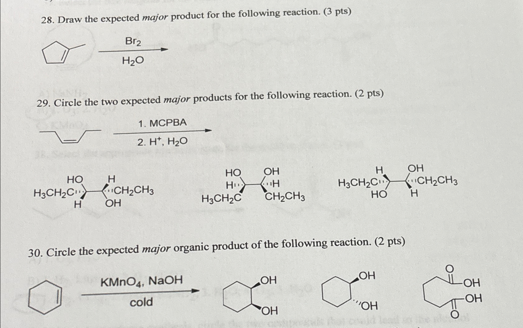 Solved Draw The Expected Major Product For The Following