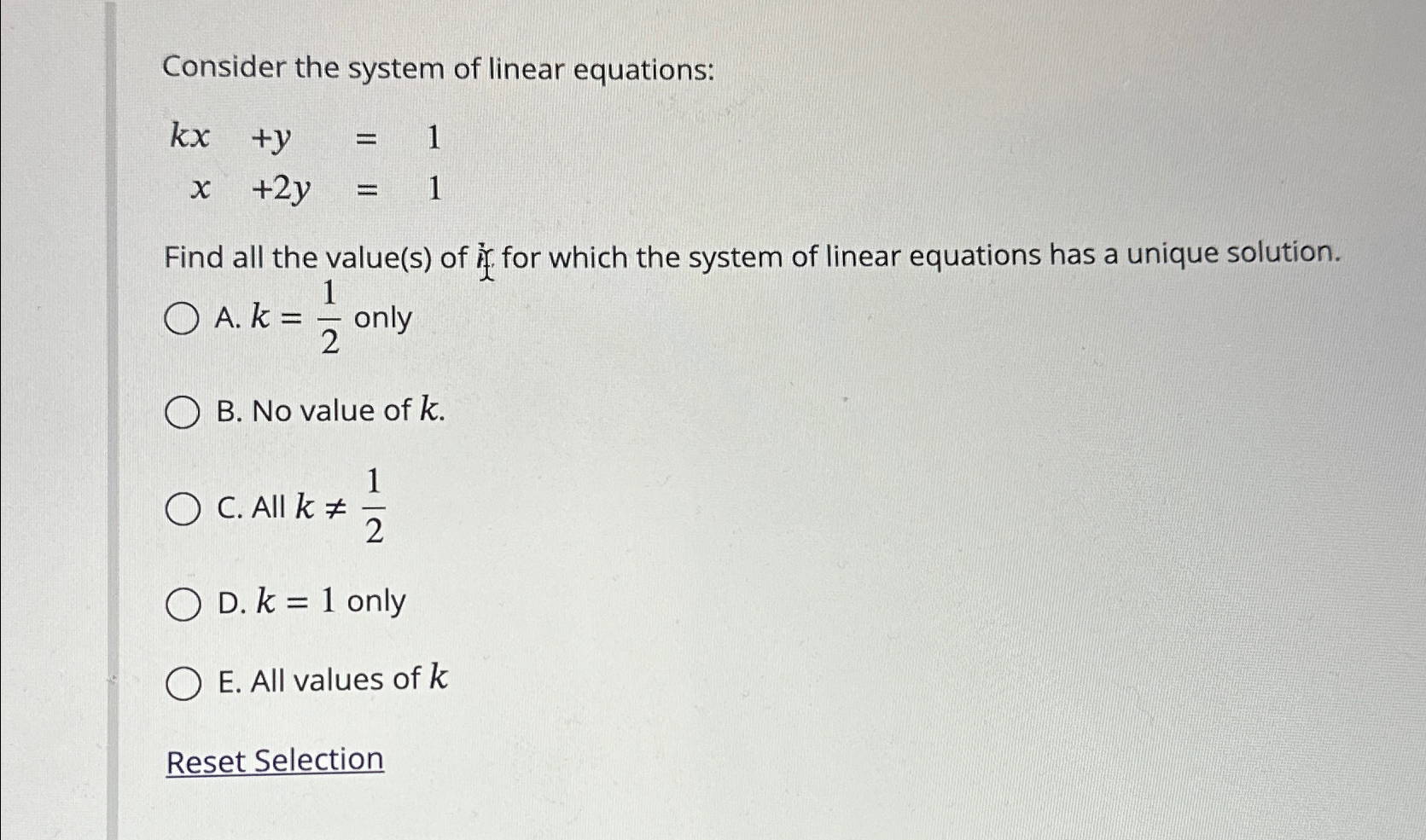 Solved Consider the system of linear | Chegg.com