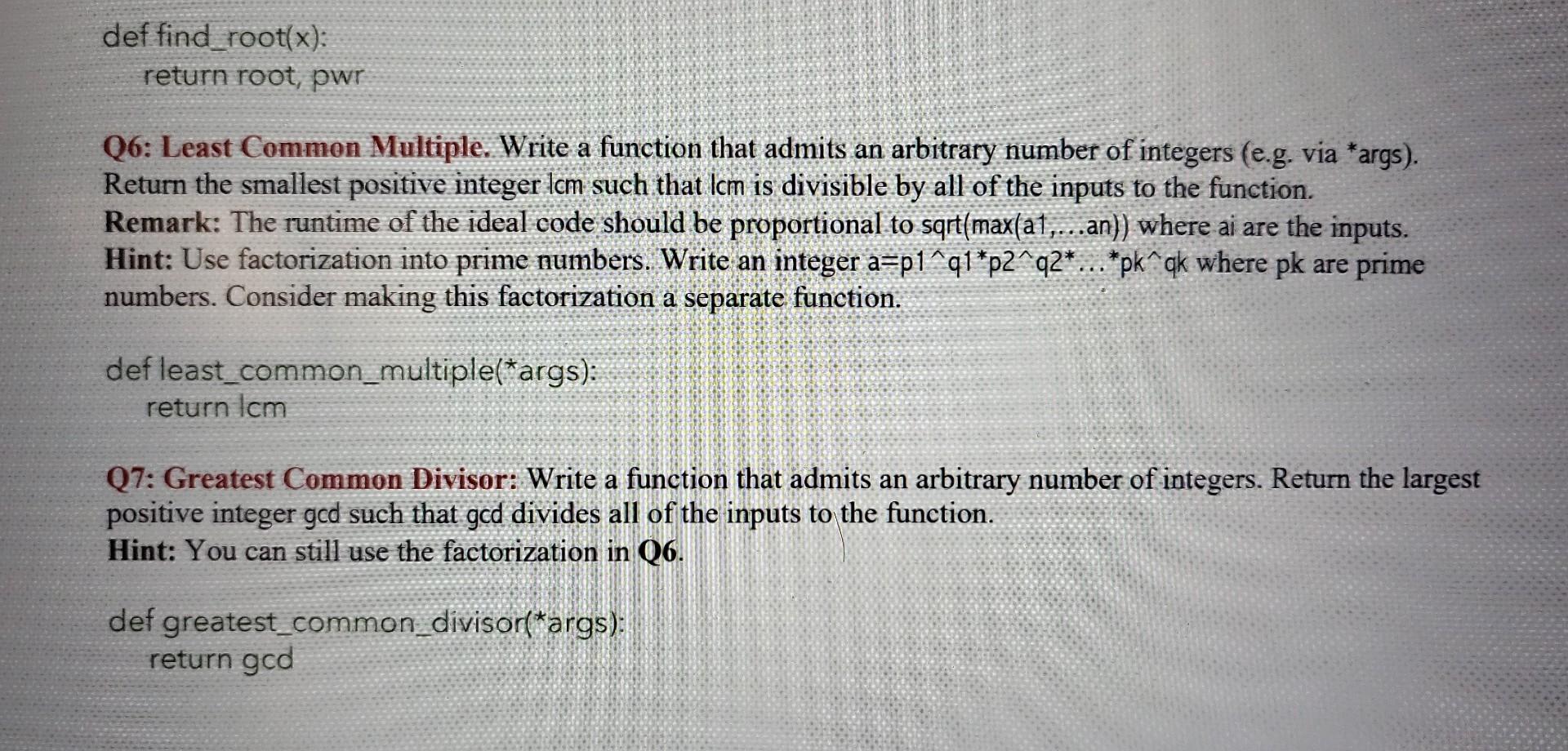 Solved Q6: Least Common Multiple. Write a function that | Chegg.com