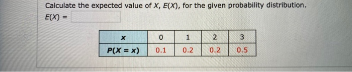 Solved Calculate the expected value of X, E(X), for the | Chegg.com