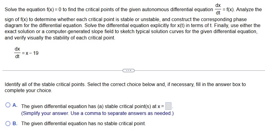 Solved Identify all of the stable critical points. Select | Chegg.com