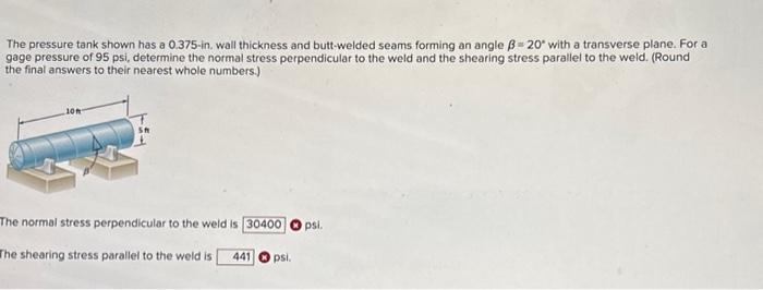 Solved The pressure tank shown has a 0.375 -in. wall | Chegg.com