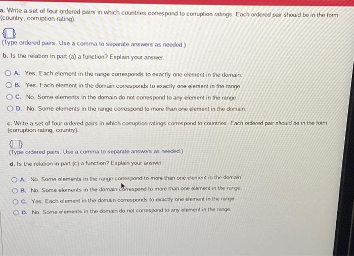 Solved The graph below shows the corruption ratings for four | Chegg.com