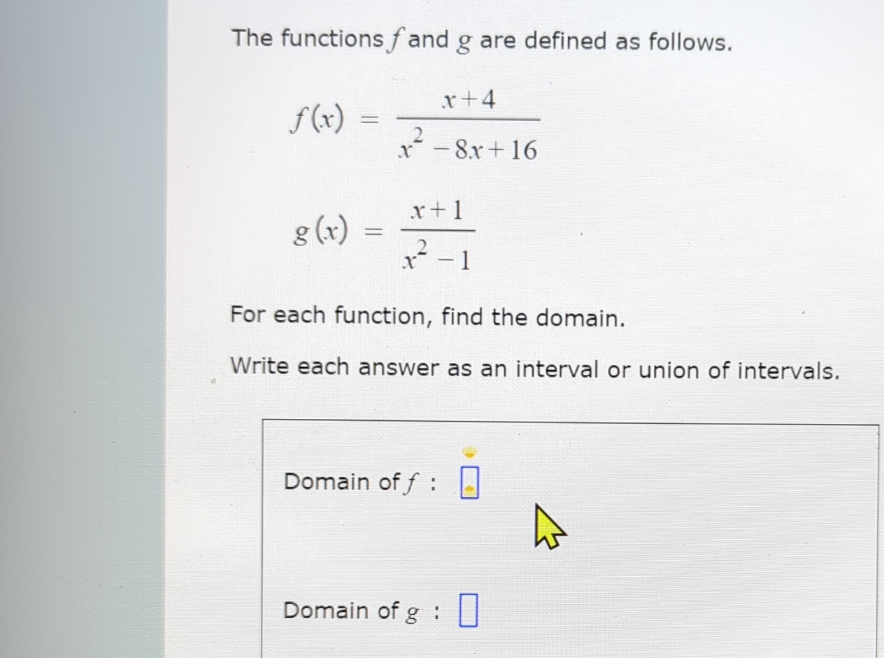 Solved The functions f ﻿and g ﻿are defined as | Chegg.com