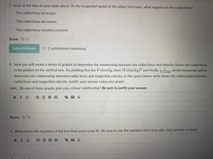 v Part 3: How Does the Tangential Speed of the Object | Chegg.com