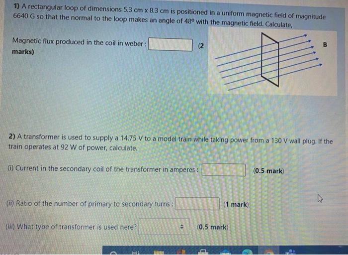 Solved 1) A rectangular loop of dimensions 5.3 cm x 8.3 cm | Chegg.com