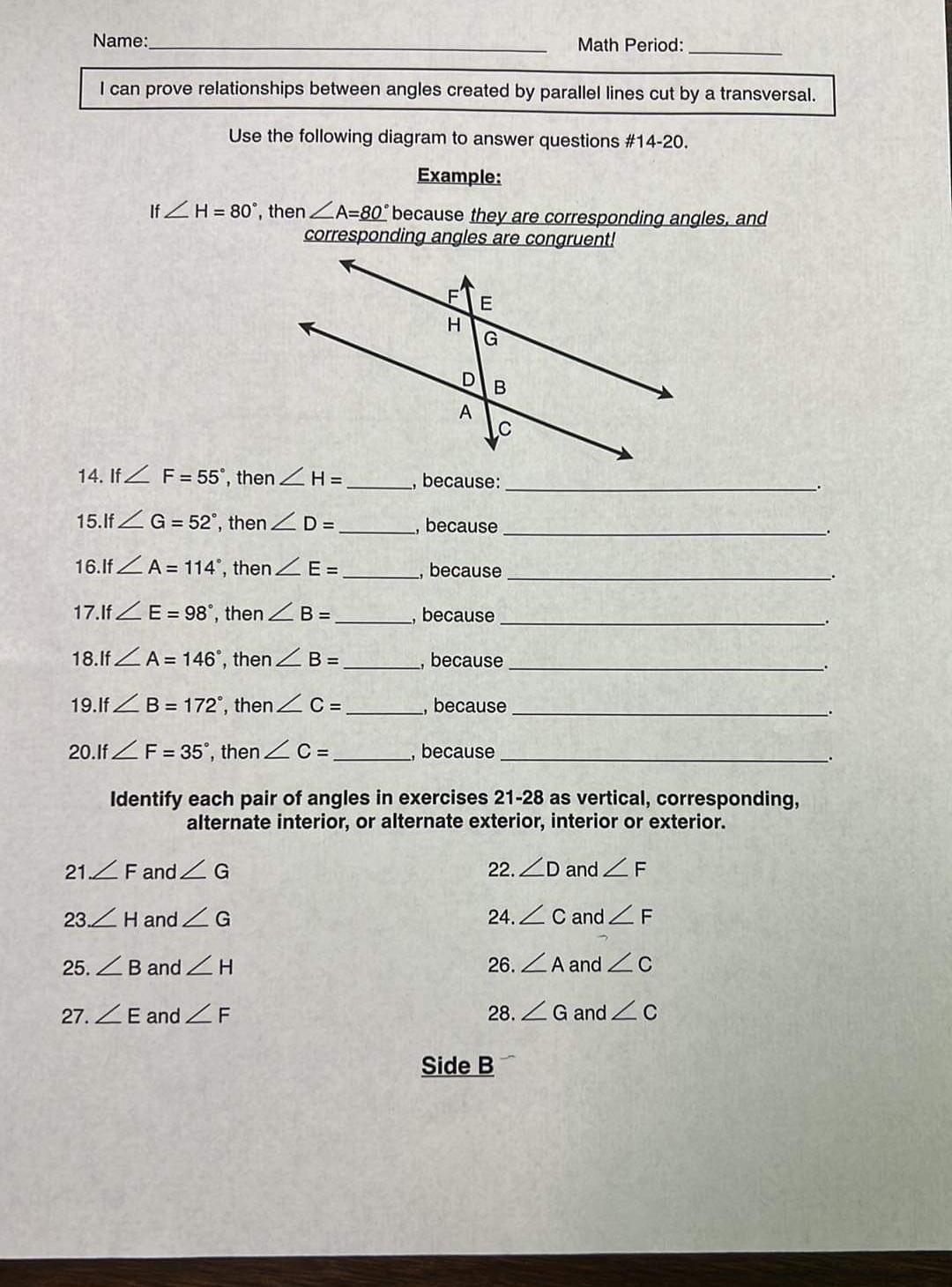 Solved Name: Math Period: I can prove relationships between | Chegg.com