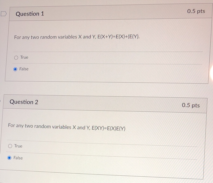 Solved Question 1 0.5 pts For any two random variables X and | Chegg.com