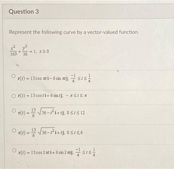 Solved Represent the following curve by a vector-valued | Chegg.com