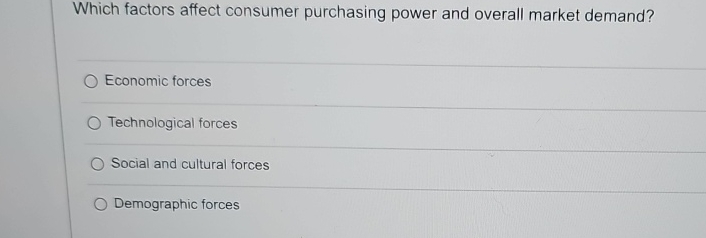 Solved Which factors affect consumer purchasing power and | Chegg.com