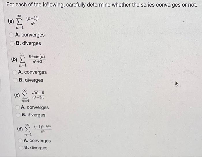 Solved For each of the following, carefully determine | Chegg.com