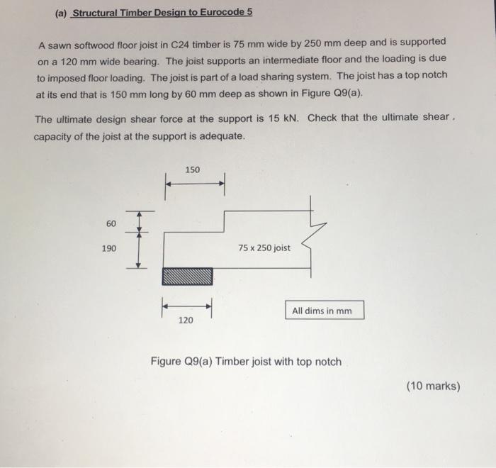 Solved (a) Structural Timber Design to Eurocode 5 A sawn | Chegg.com