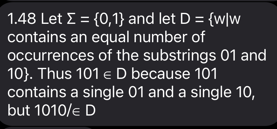 Solved 1.48 ﻿Let Σ={0,1} ﻿and let contains an equal number | Chegg.com