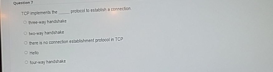 Solved Question 7TCP implements the protocol to establish a | Chegg.com