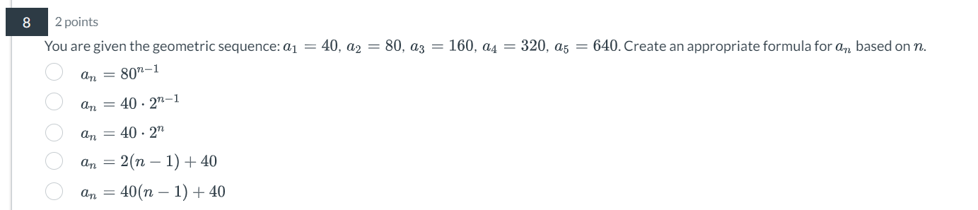 Solved 82 ﻿pointsYou are given the geometric sequence: | Chegg.com